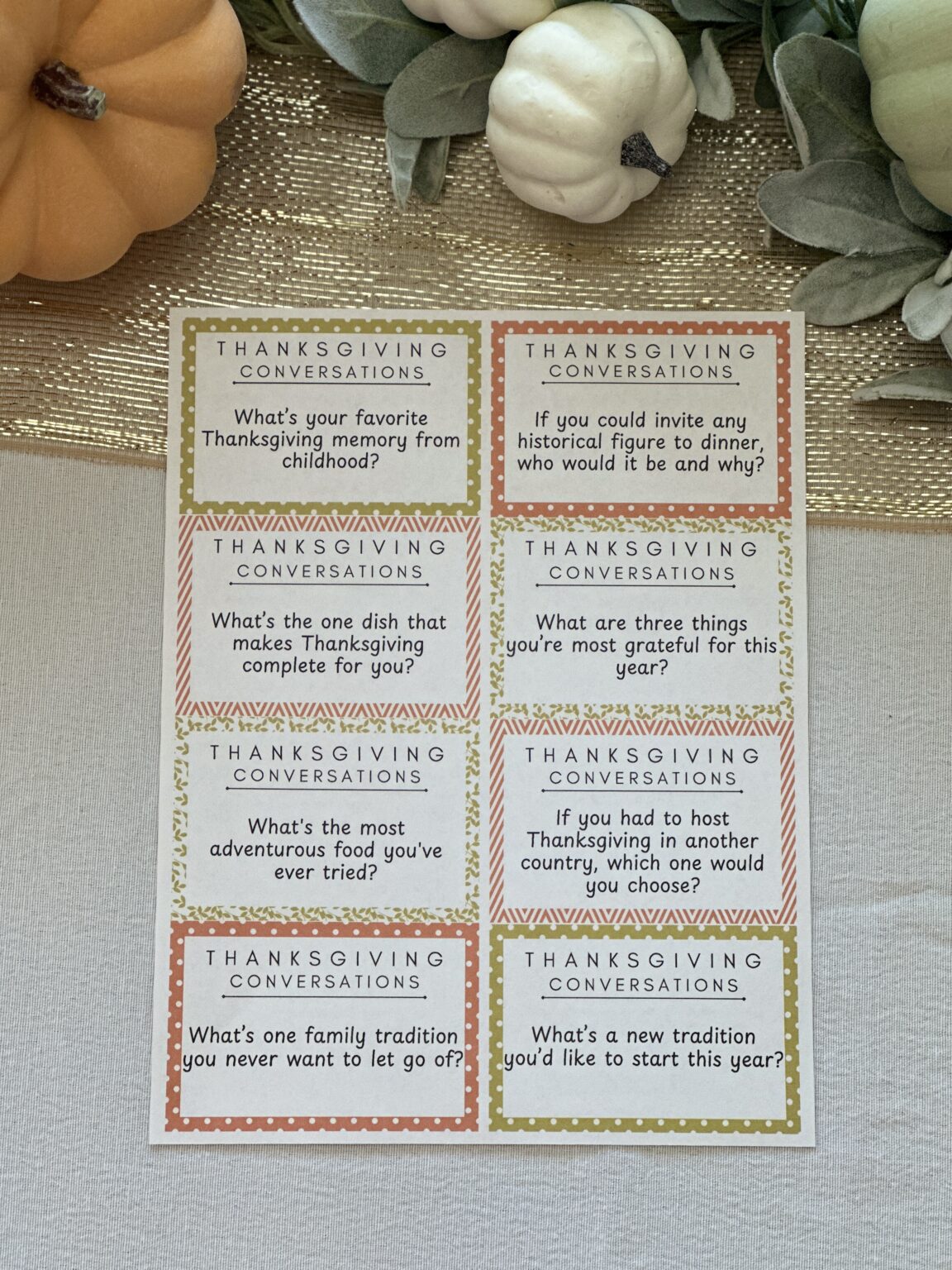 240+ Thanksgiving Conversation Starters [Printable Cards]