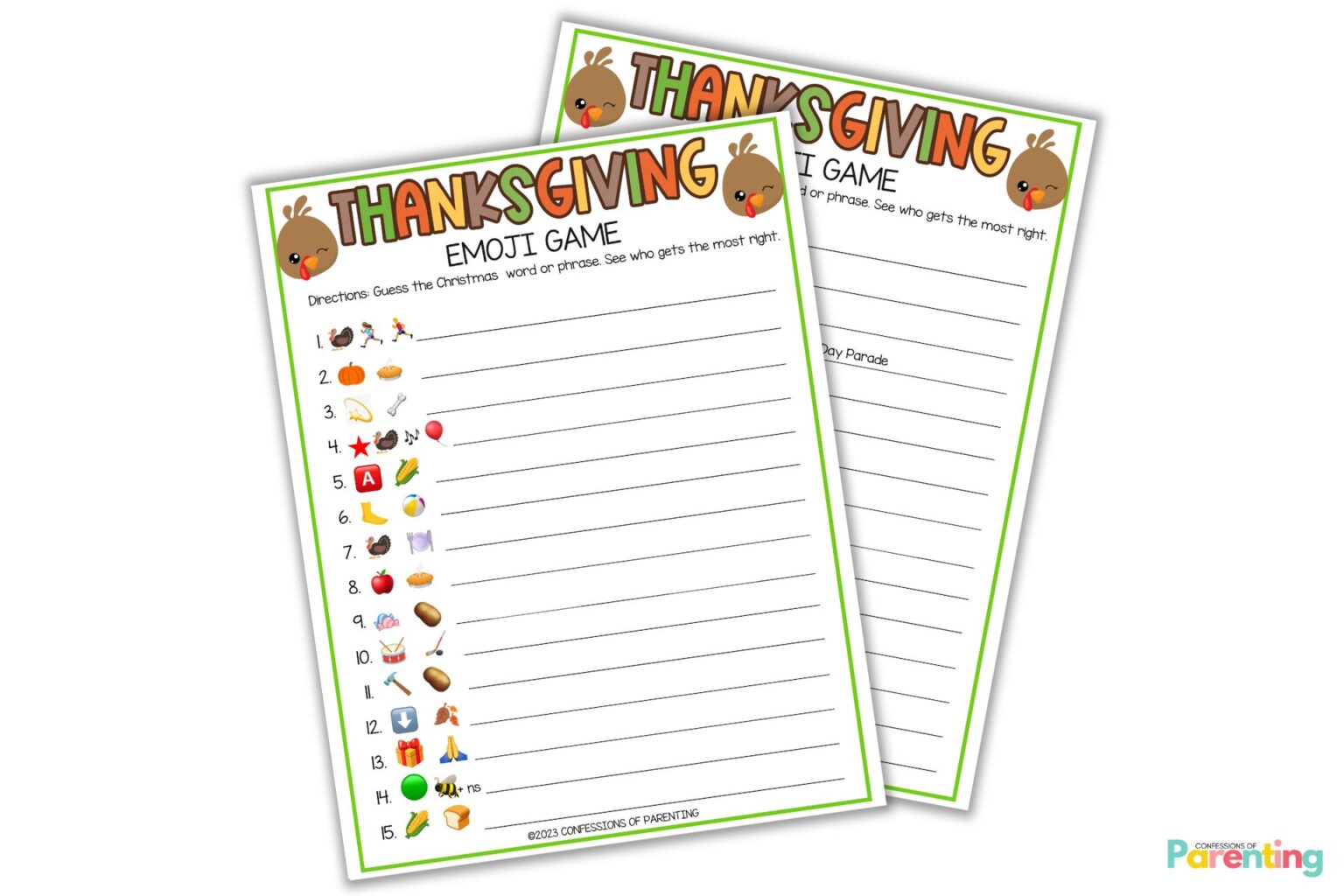 Fun Thanksgiving Emoji Game [Free Printable]