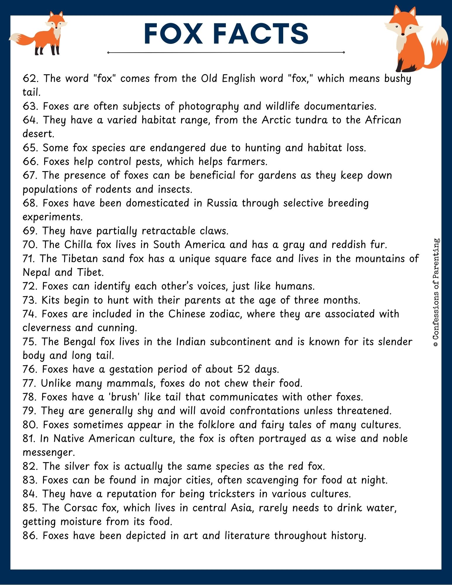 100 Great Fox Facts + Trivia Questions [Free Printable]