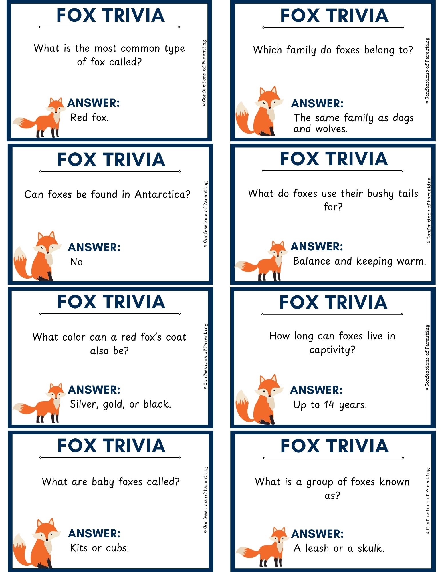 100 Great Fox Facts + Trivia Questions [Free Printable]