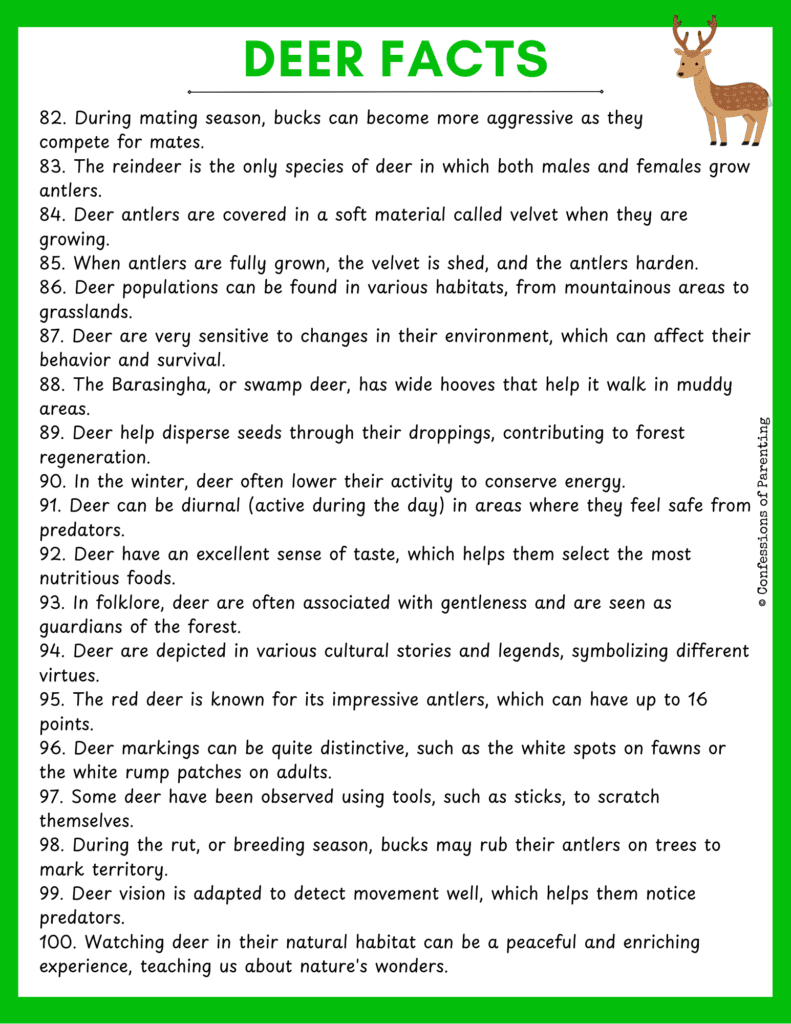100 Great Deer Facts + Trivia Questions [Free Printable]