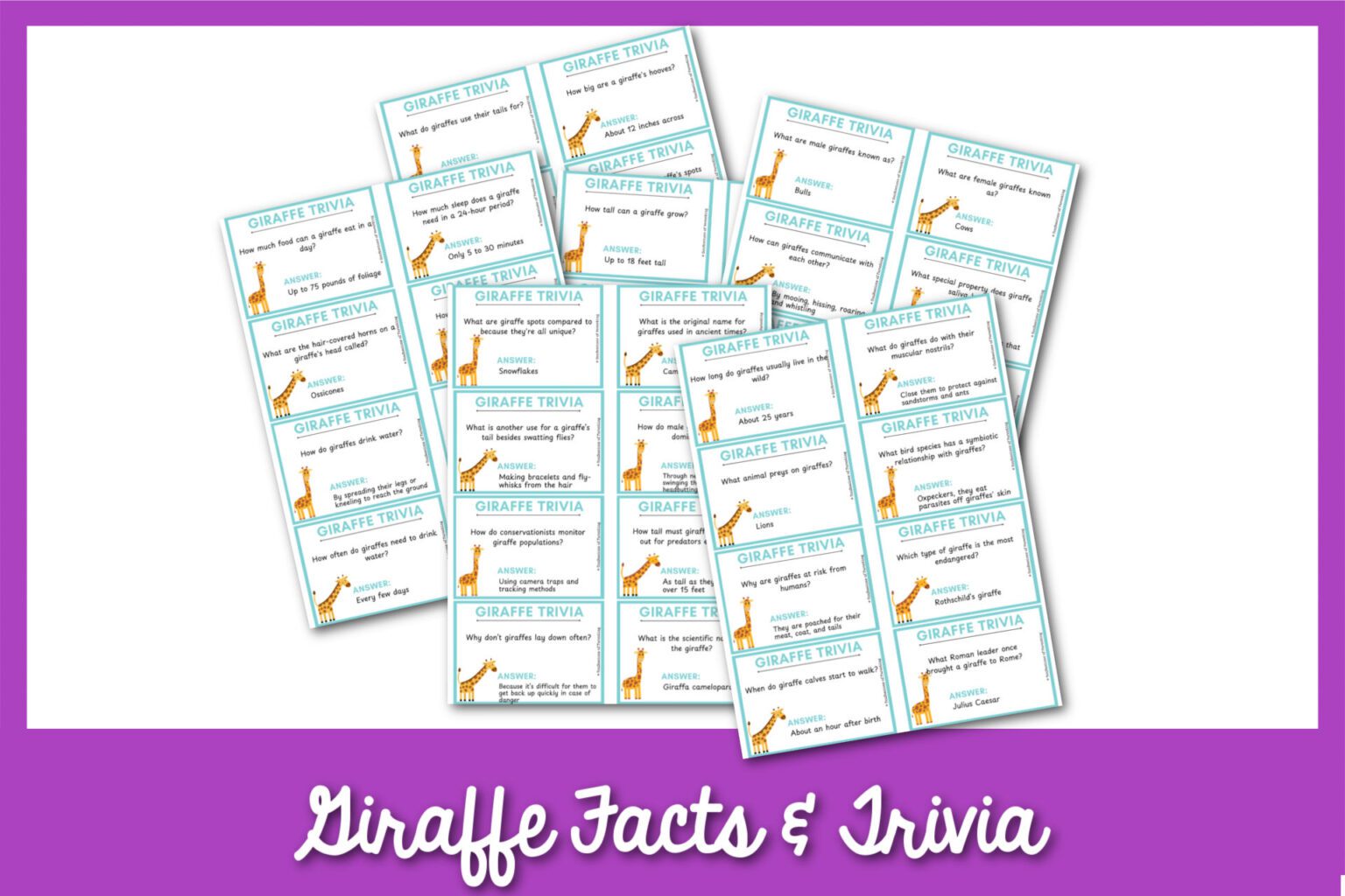 100 Great Giraffe Facts + Trivia Questions [Free Printable]