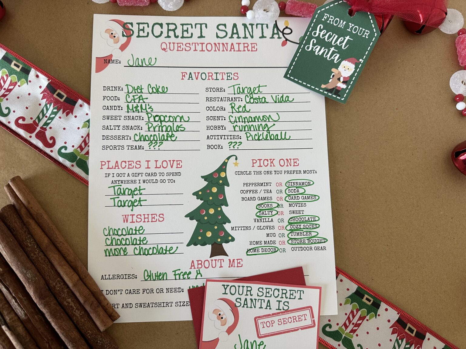 Free Secret Santa Questionnaire Printable
