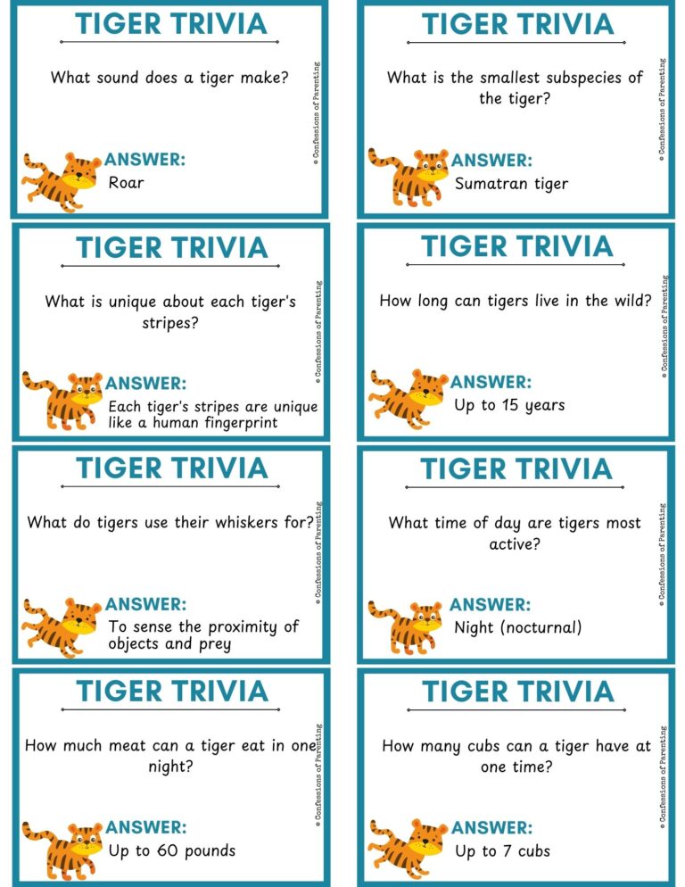 100 Great Tiger Facts + Trivia Questions [Free Printable]