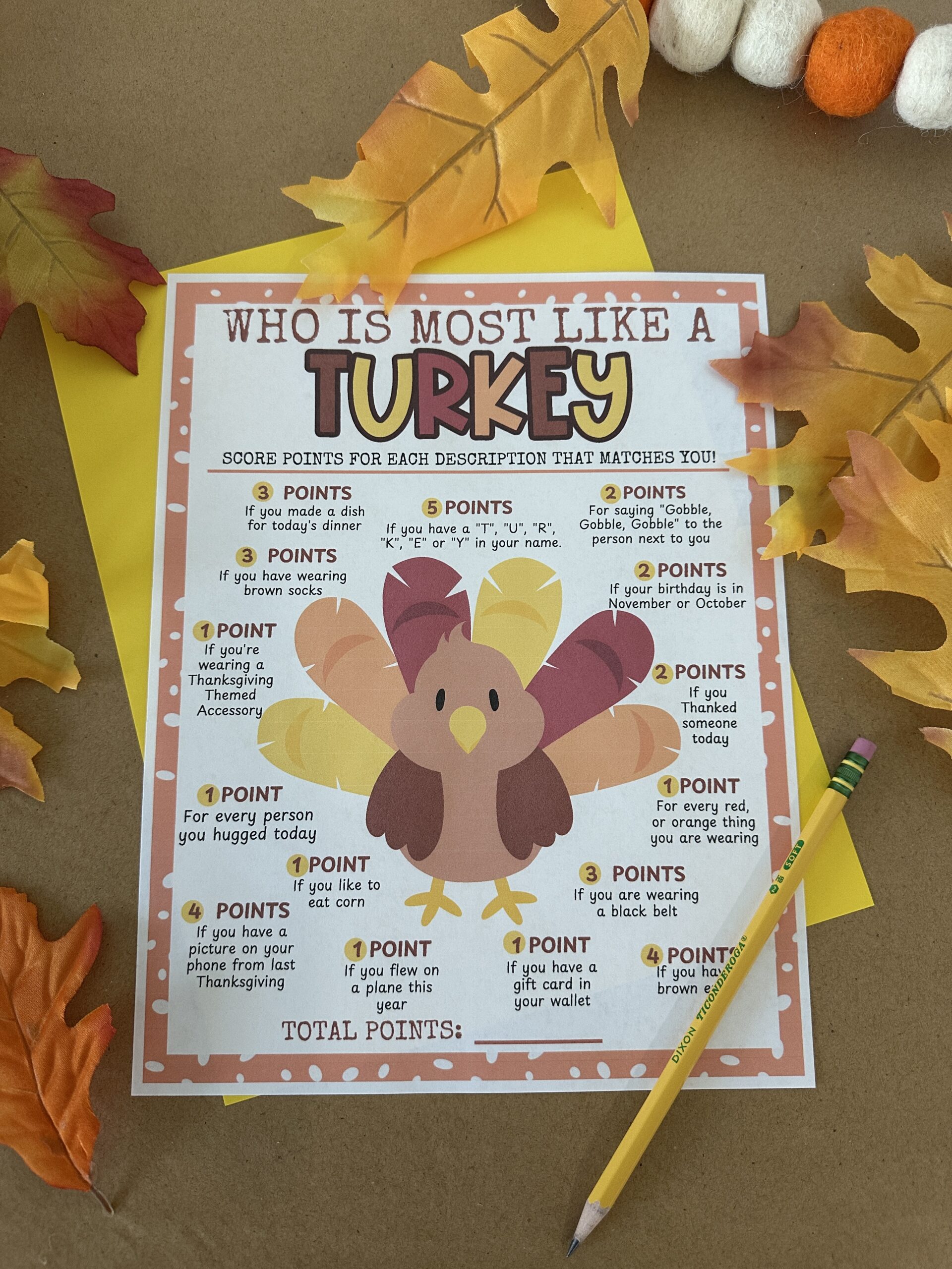 Who is Most Like A Turkey Game [Free Printable]