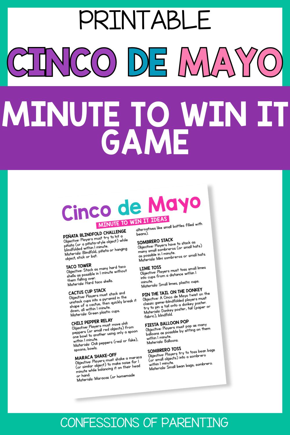 10 Fun Cinco De Mayo Minute to Win It Ideas