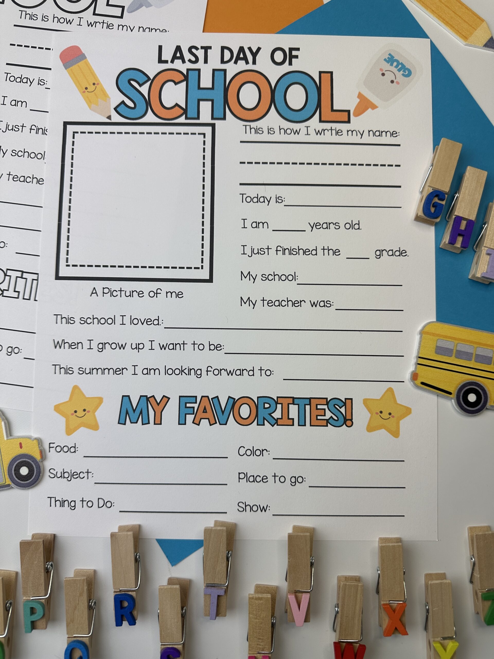 Free Last Day of School Interview Printable