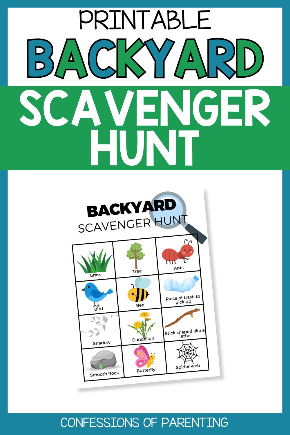 Free Backyard Scavenger Hunt Printable for Kids