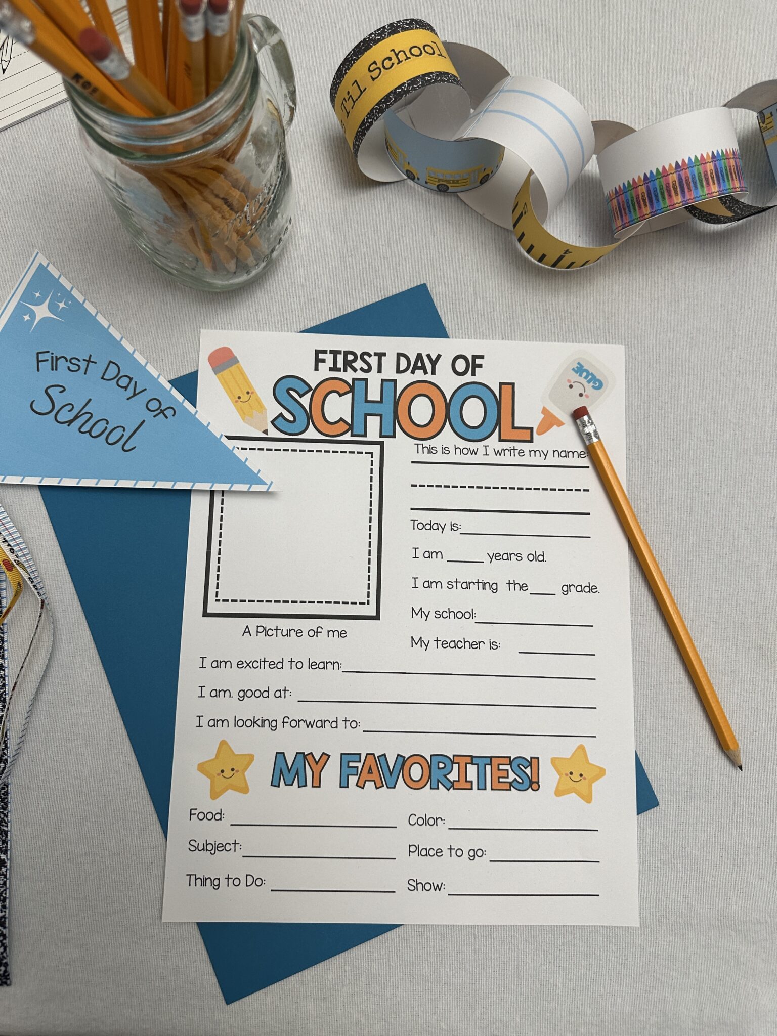 Free First Day of School Interview Printable