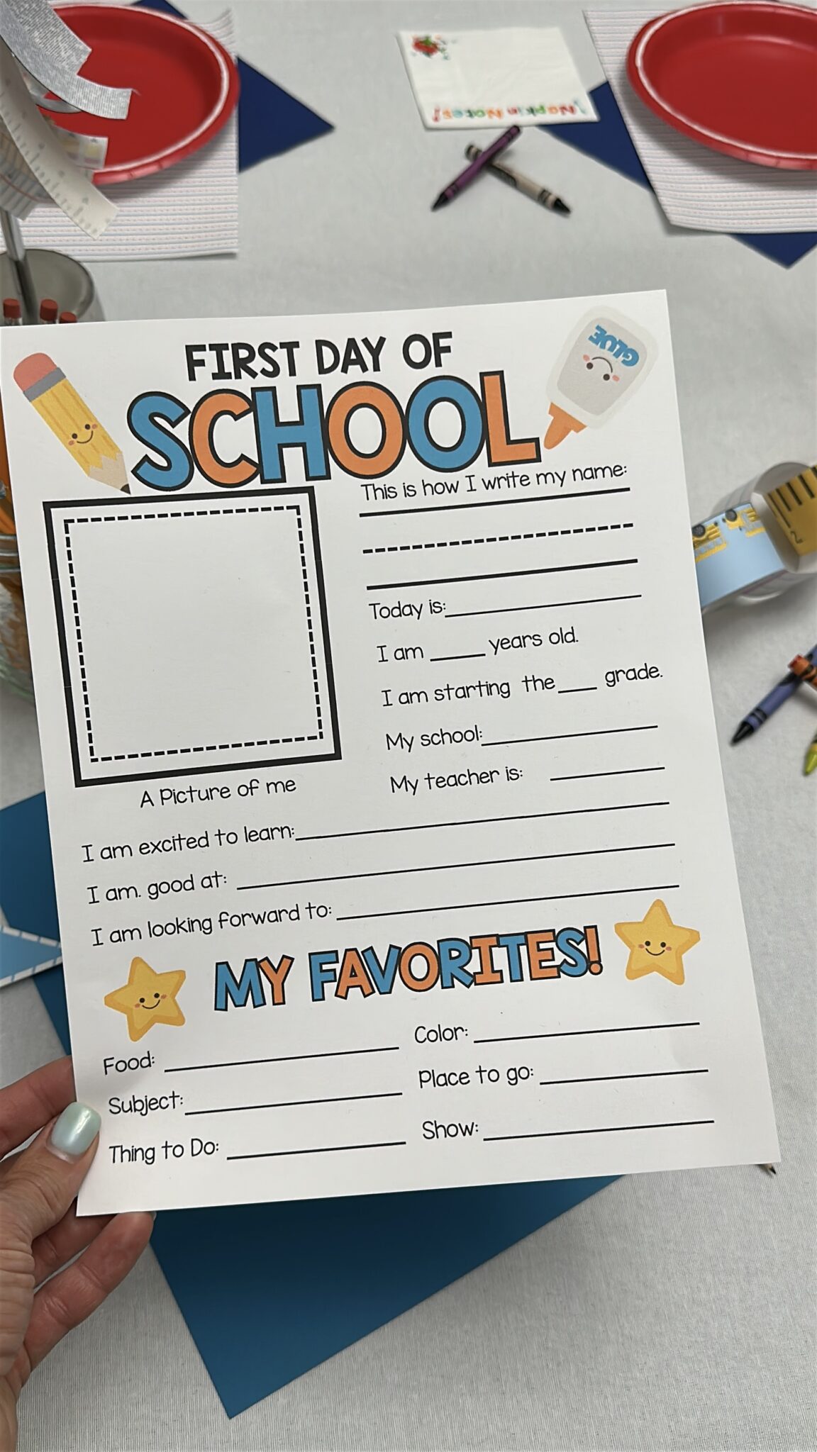 Free First Day of School Interview Printable