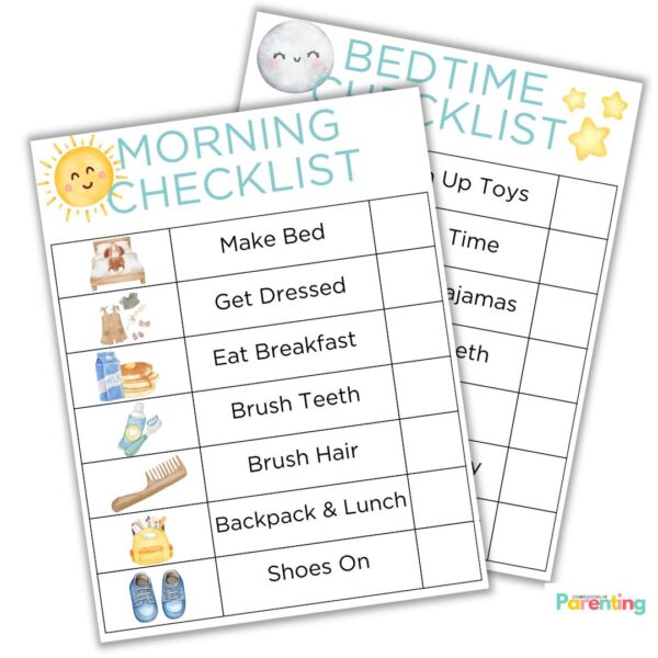 Free Printable Morning and Bedtime Routine Checklist for Kids