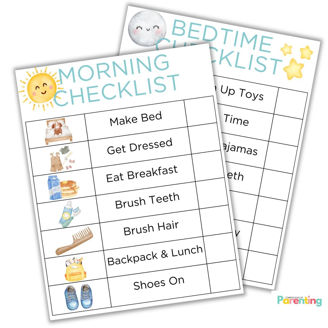 Free Printable Morning and Bedtime Routine Checklist for Kids