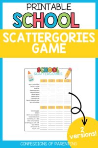 Free School Scattergories Printable Game – Two Fun Versions!