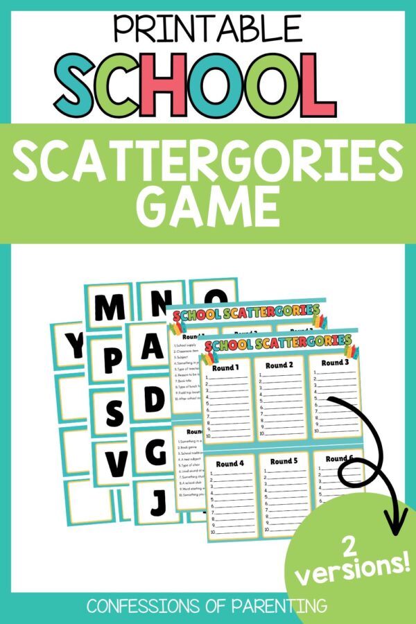 Free School Scattergories Printable Game – Two Fun Versions!