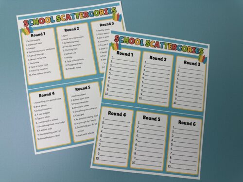 Free School Scattergories Printable Game – Two Fun Versions!