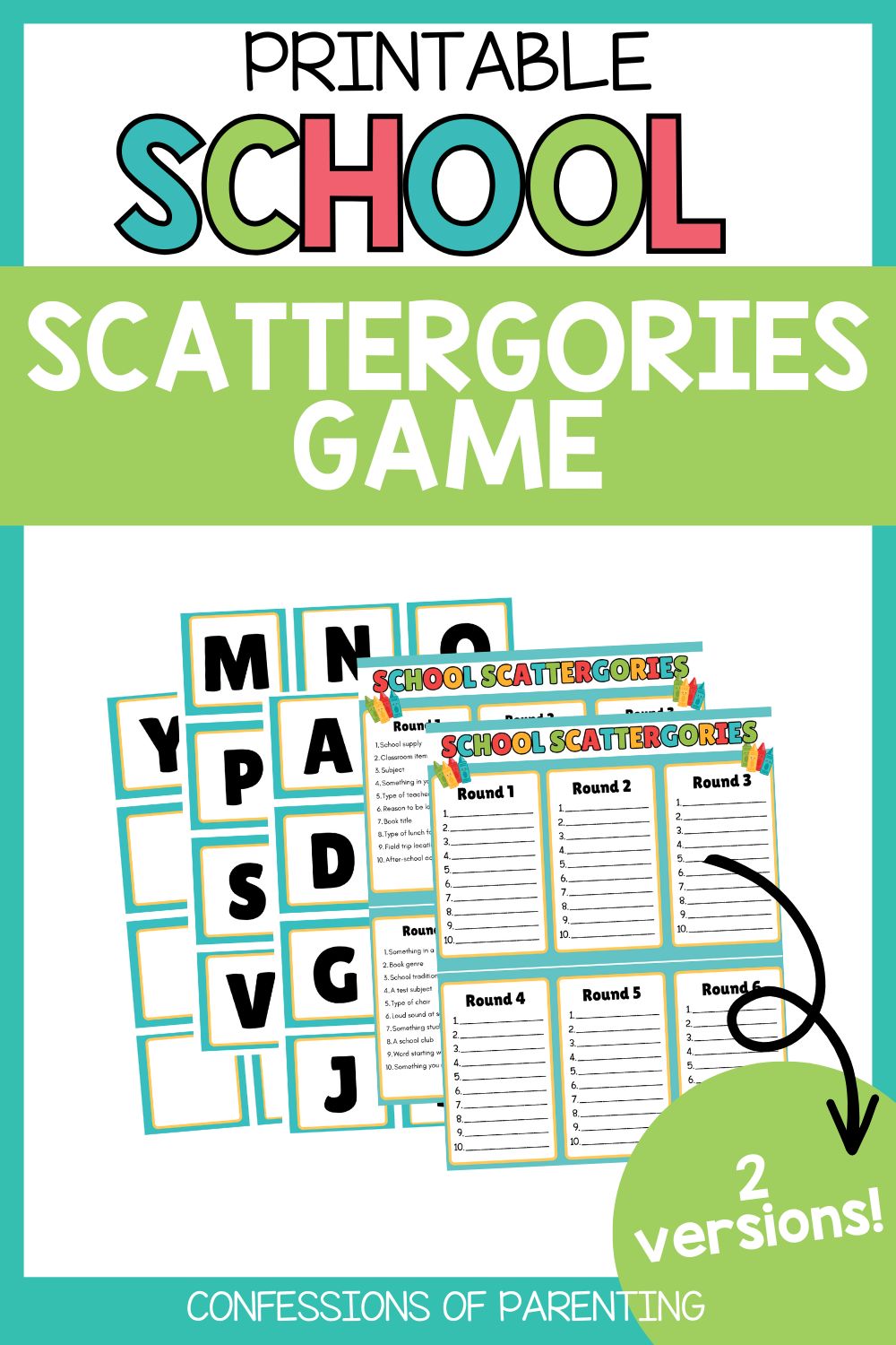 Free School Scattergories Printable Game – Two Fun Versions!