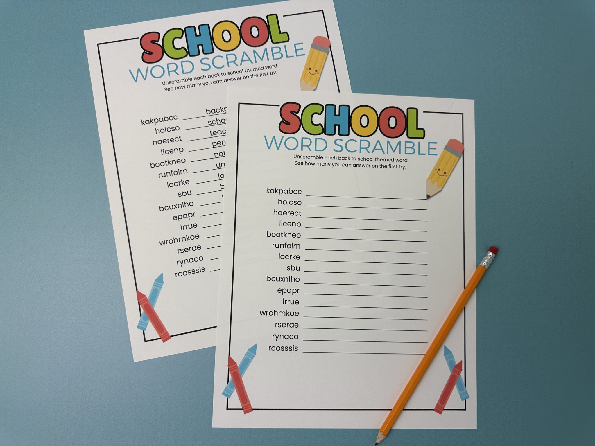 Free School Word Scramble Printable for Back to School Fun