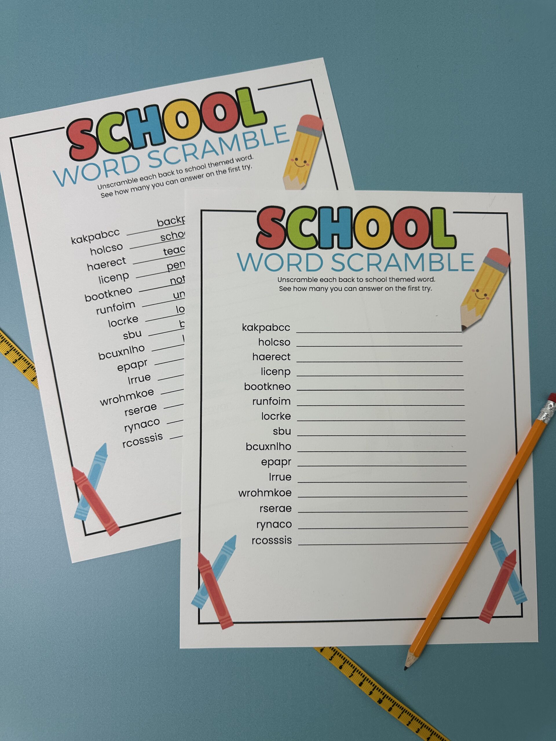 Free School Word Scramble Printable for Back to School Fun