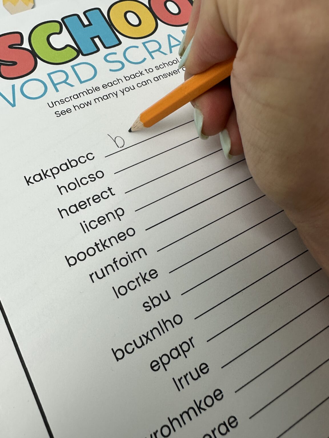 Free School Word Scramble Printable for Back to School Fun