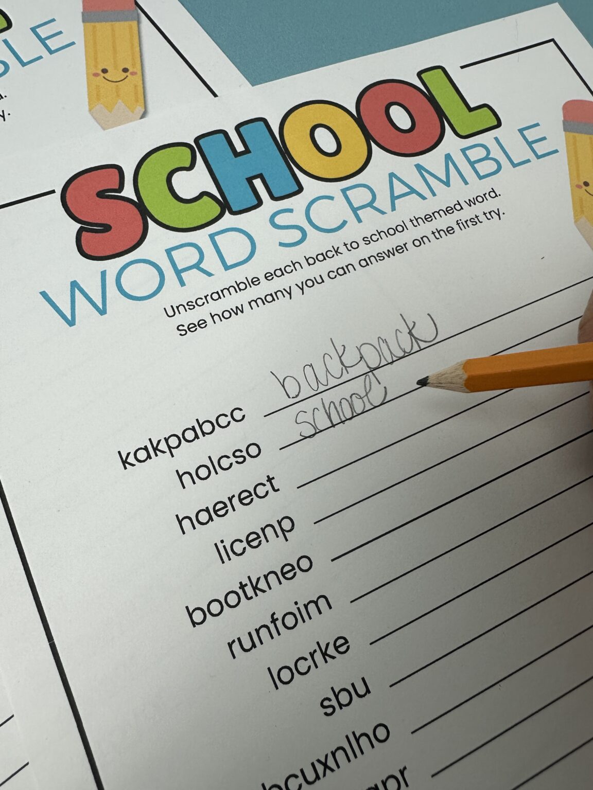 Free School Word Scramble Printable for Back to School Fun