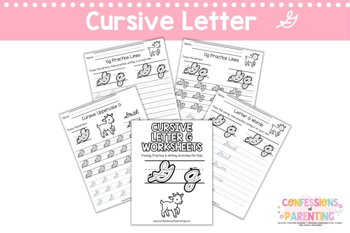 Cursive Letter G Worksheets (Free Printable for Kids)