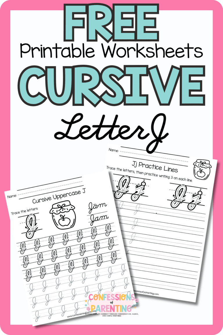 Cursive Letter J Worksheets (Free Printable for Kids)