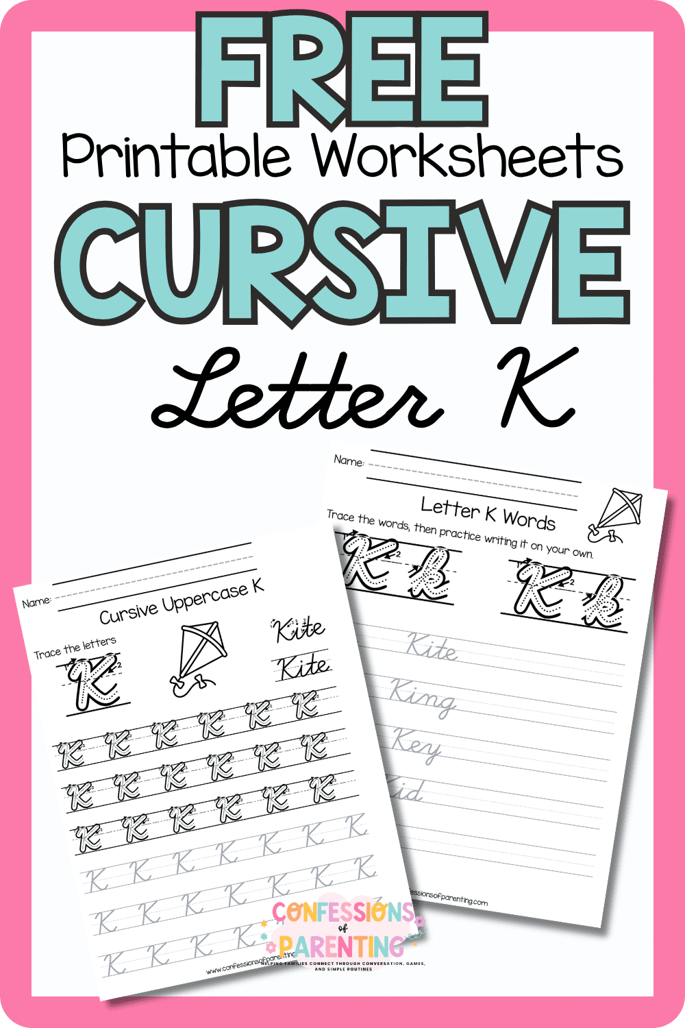 Cursive Letter K Worksheets (Free Printable for Kids)