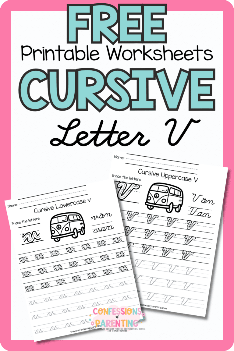 Cursive Letter V Worksheets (Free Printable for Kids)