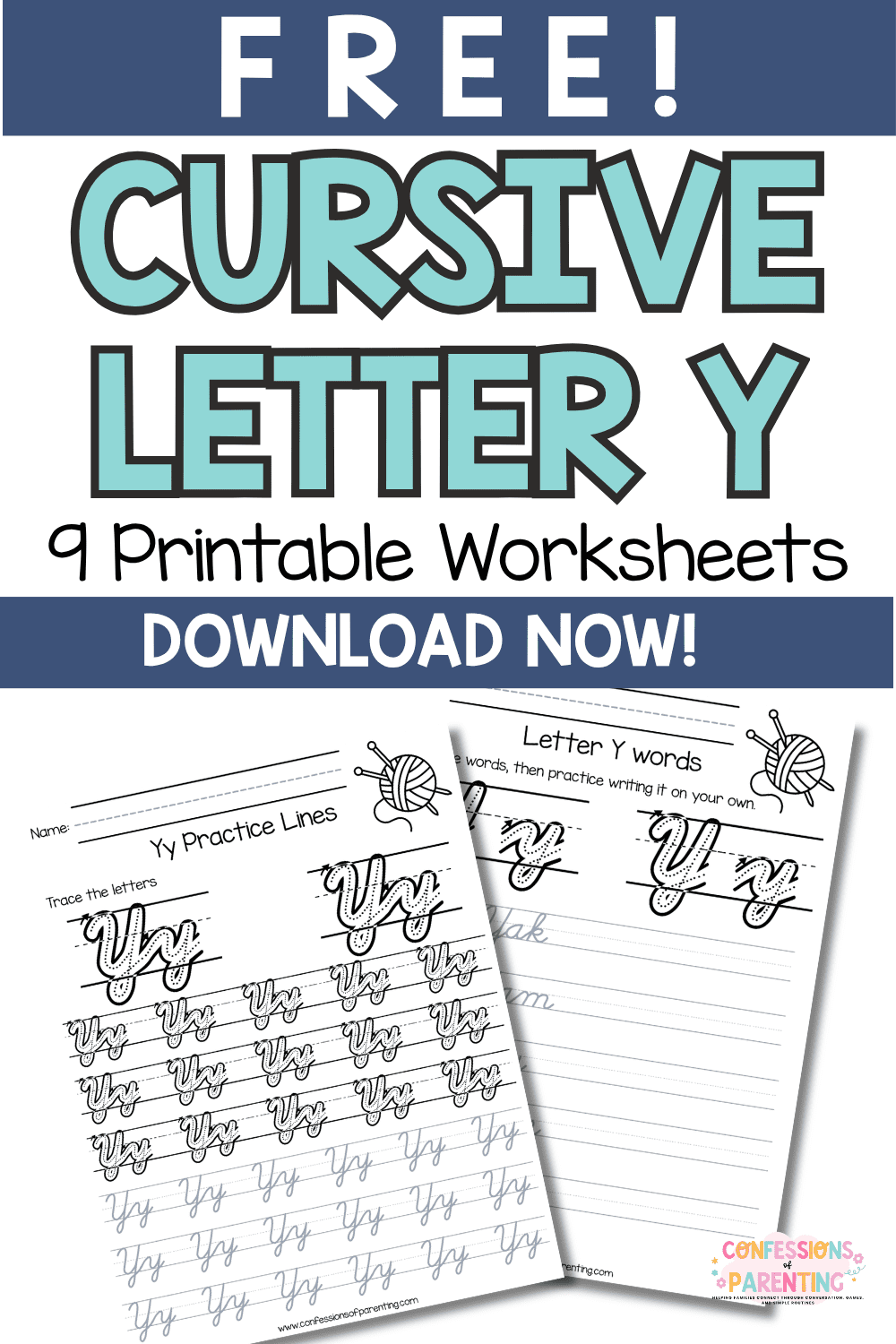 Cursive Letter Y Worksheets (Free Printable for Kids)