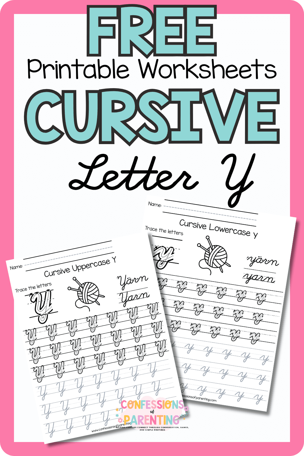 Cursive Letter Y Worksheets (Free Printable for Kids)